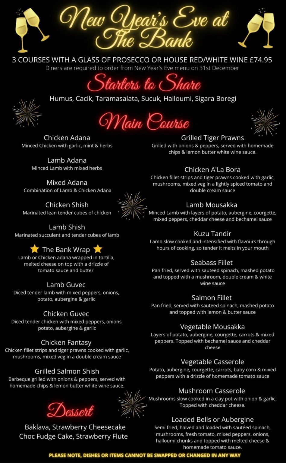 Menu | The Bank Restaurant