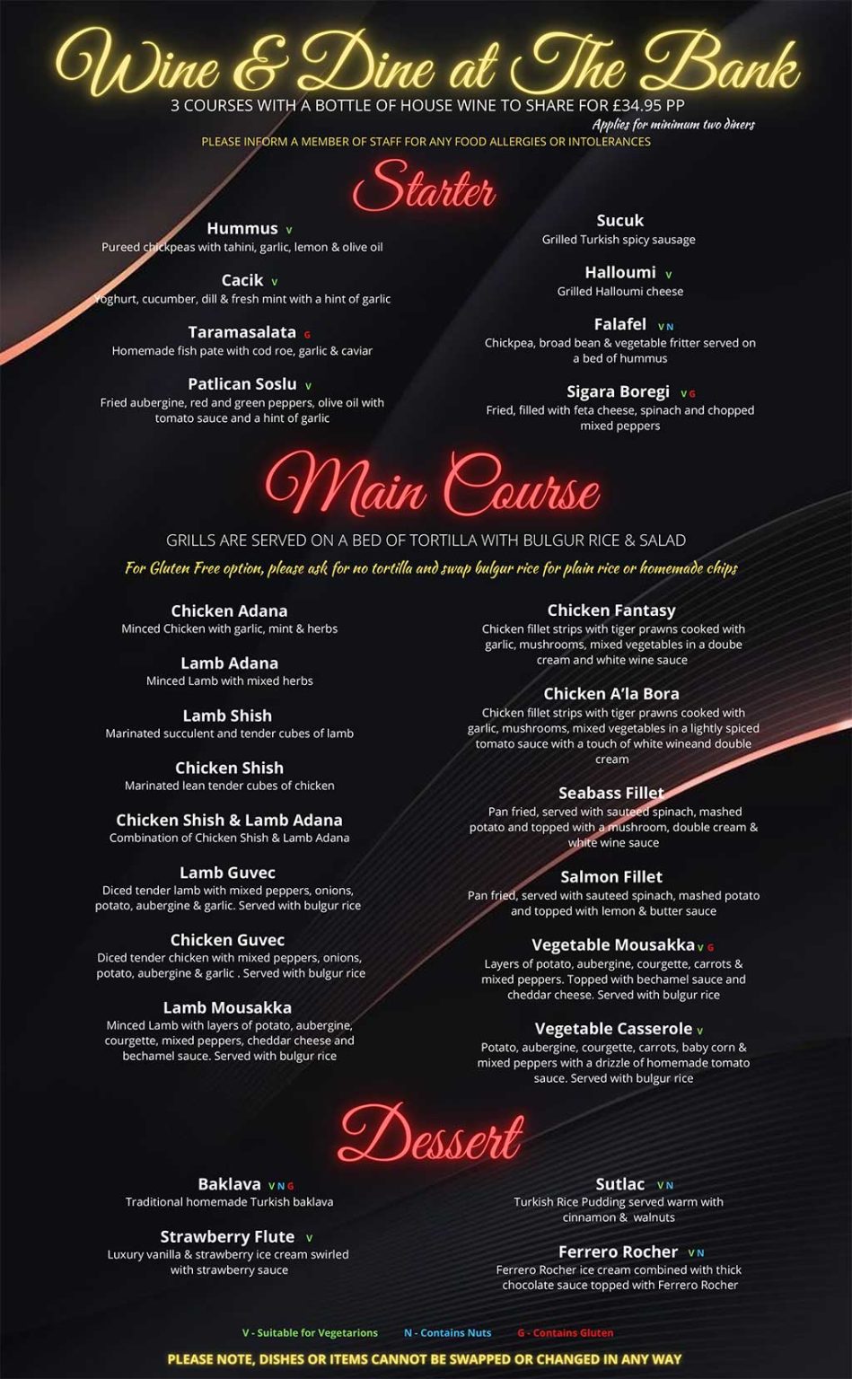 Menu | The Bank Restaurant