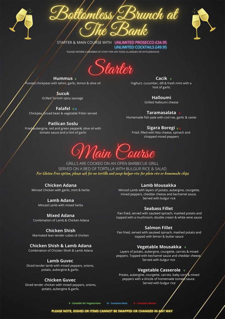 Menu | The Bank Restaurant