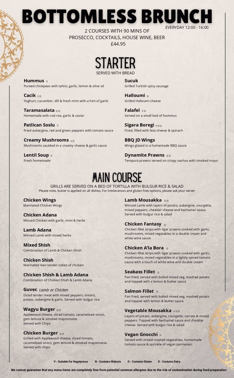 Menu | The Bank Restaurant