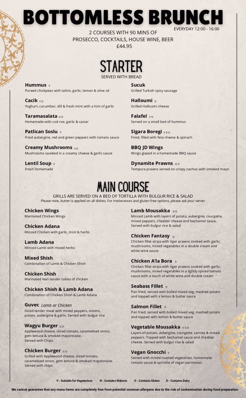 Menu | The Bank Restaurant
