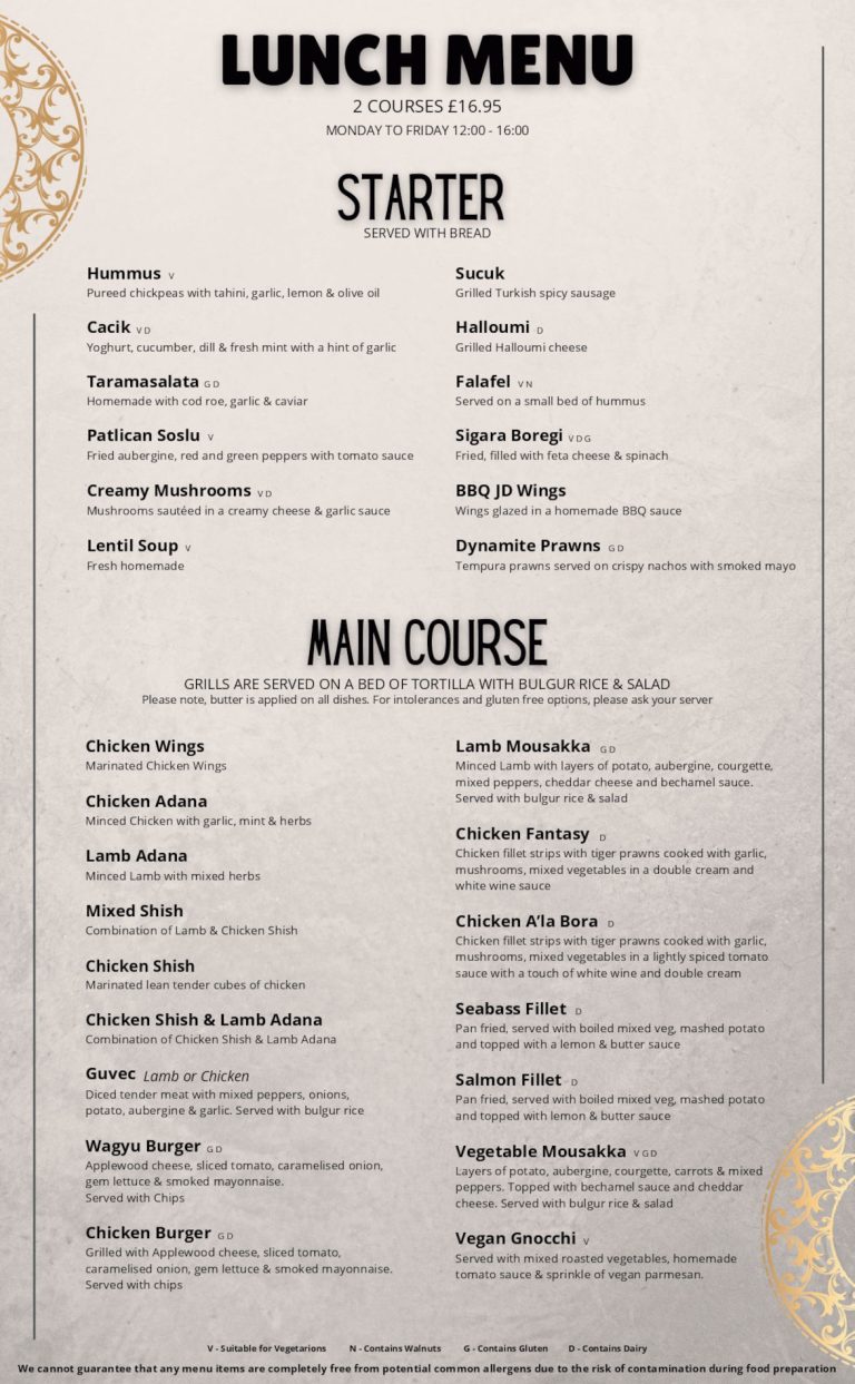 Menu | The Bank Restaurant